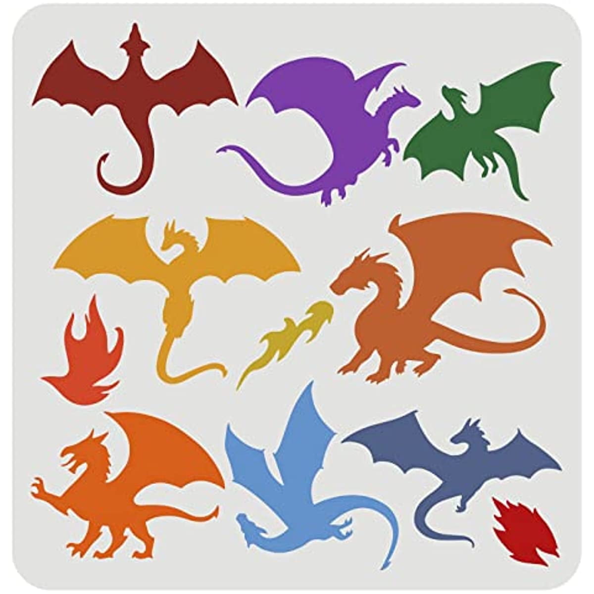 Dragons Stencil 11.8x11.8 inch Plastic Pterosaur Drawing Painting ...