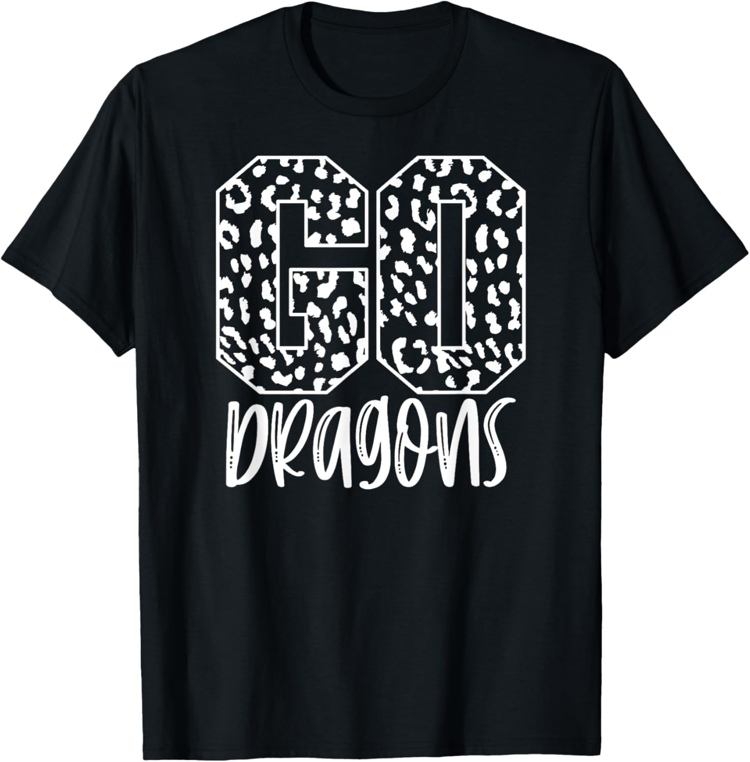 Dragons Team Mascot School Spirit Game Night Leopard Print T-Shirt ...