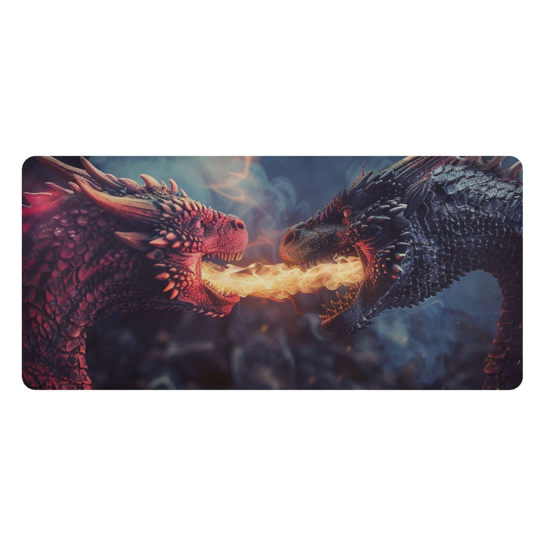 Dragons with Fire in Forest Desk Mats Large Mouse Pad Long Keyboard ...