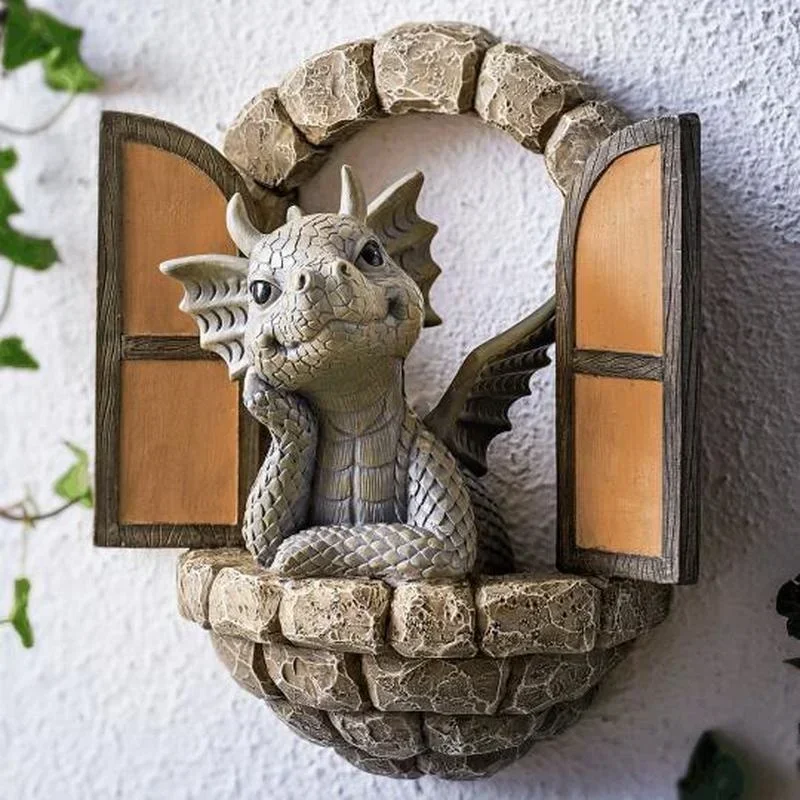 Dragonshaped Resin Giant Lawn Sculpture Gothic Fantasy Dragon Creative ...