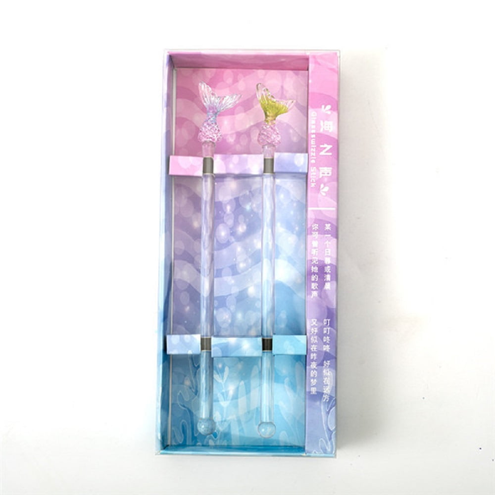 Dragonus 2 Pcs Cocktail Drink Mixer Bar Round Stir Stick Glass Stick ...
