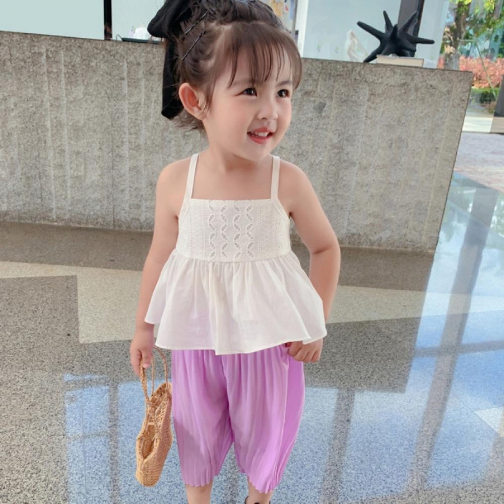 Dragonus Toddler Baby Girls Kids Summer Tank Top Pure Color Outfits ...