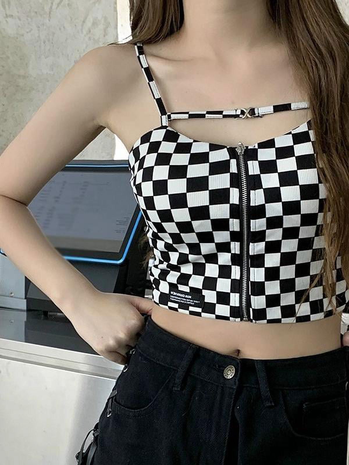 Dragonus Women's Zip Up Front Backless Crop Tank Halter Top - Walmart.com