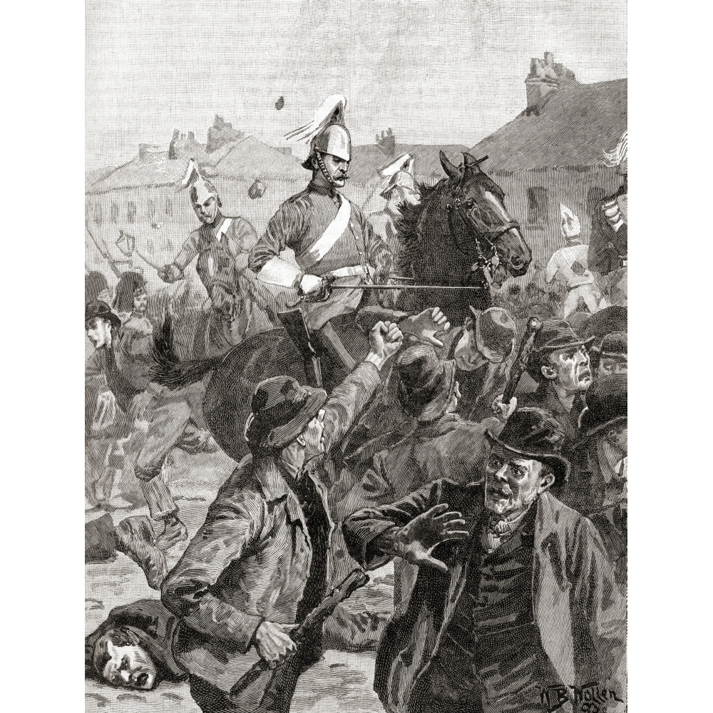 Dragoons And Highlanders Scattering The Crowd During The Belfast Riots ...