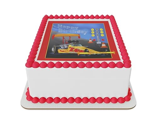 Dragster racing Happy Birthday Edible Icing Sheets- Assorted Image Cake ...