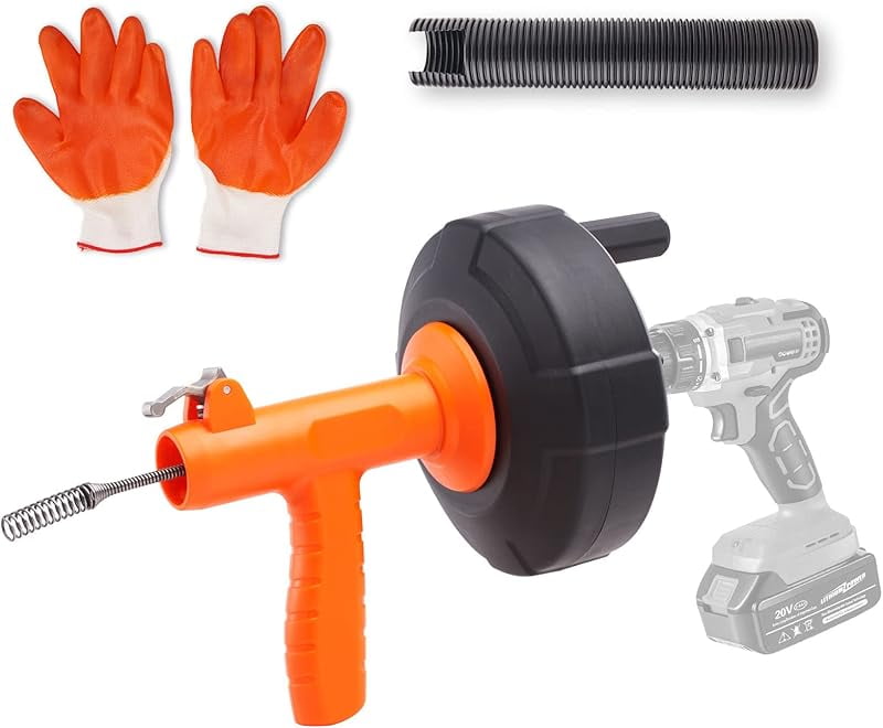Drain Auger 25Ft, Plumbing Snake Auto Feed, Plumbers Snake with Drill ...
