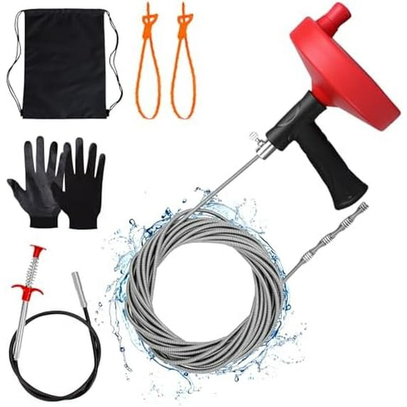 Drain Auger 33 ft, Plumbing Snake Hair Clog Remover Drain Snake ...