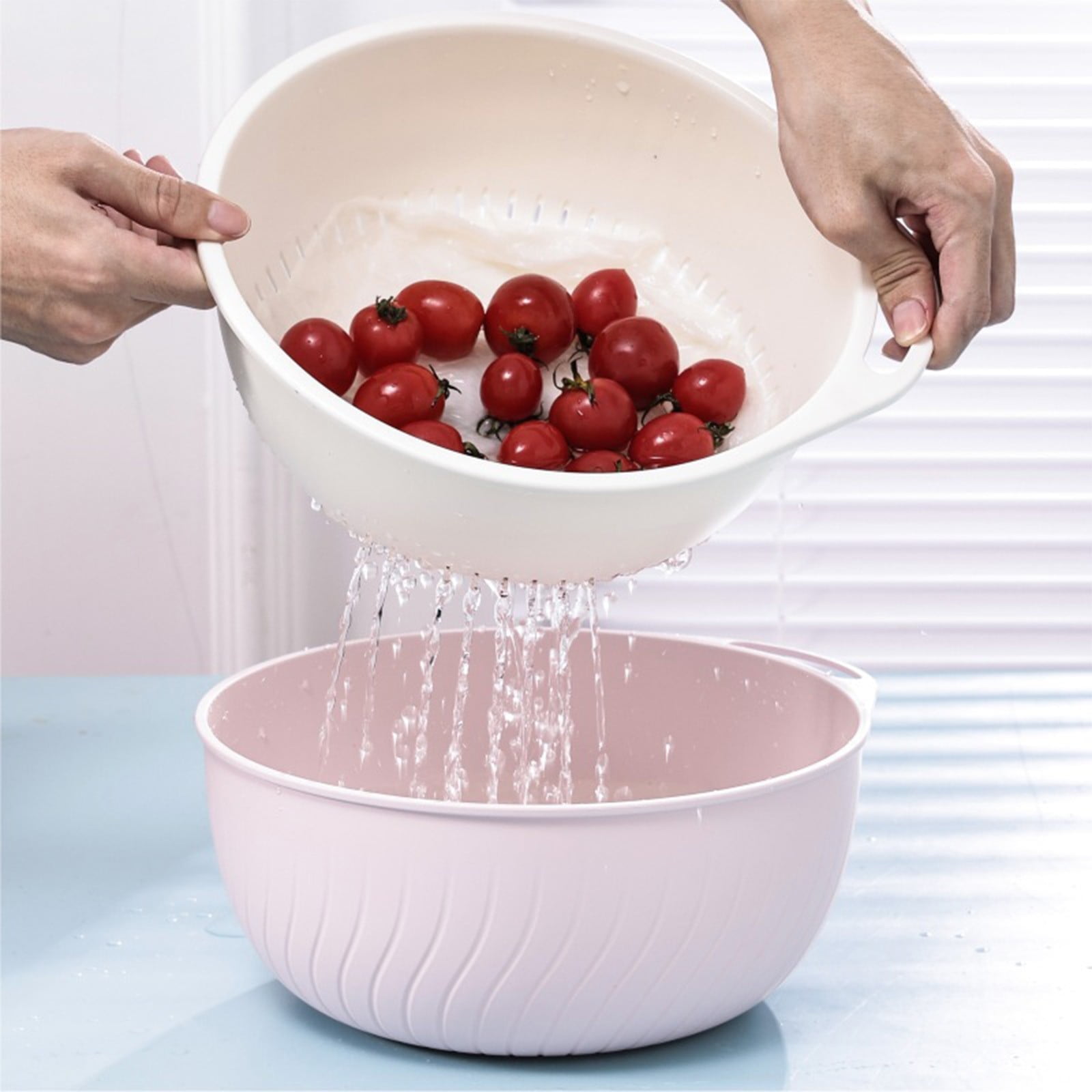 Drain Basket, New Fruit Cleaning Bowl with Strainer Container, Kitchen ...