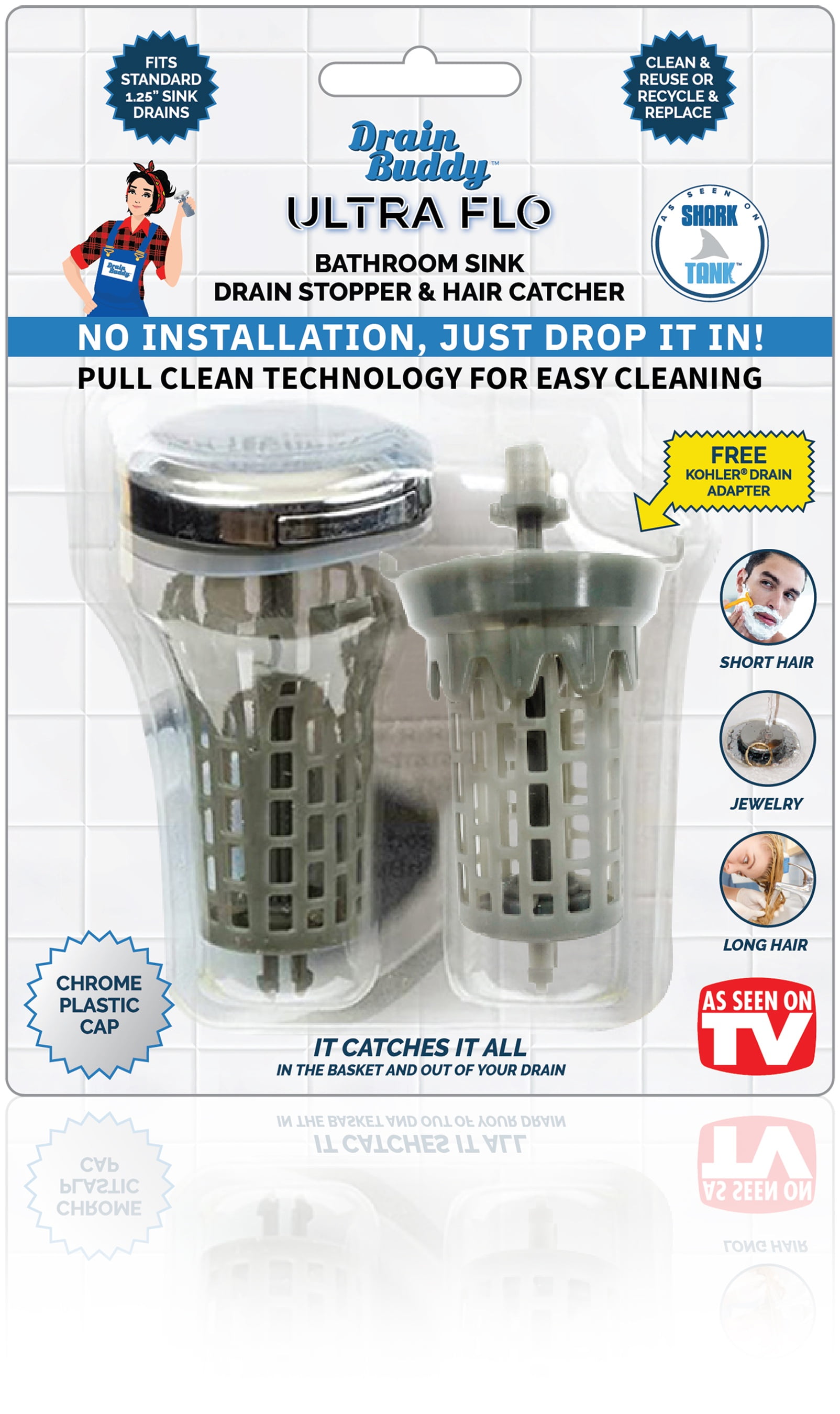 Drain Buddy Ultra Flo Sink with Chrome Metal Cap - Walmart.com