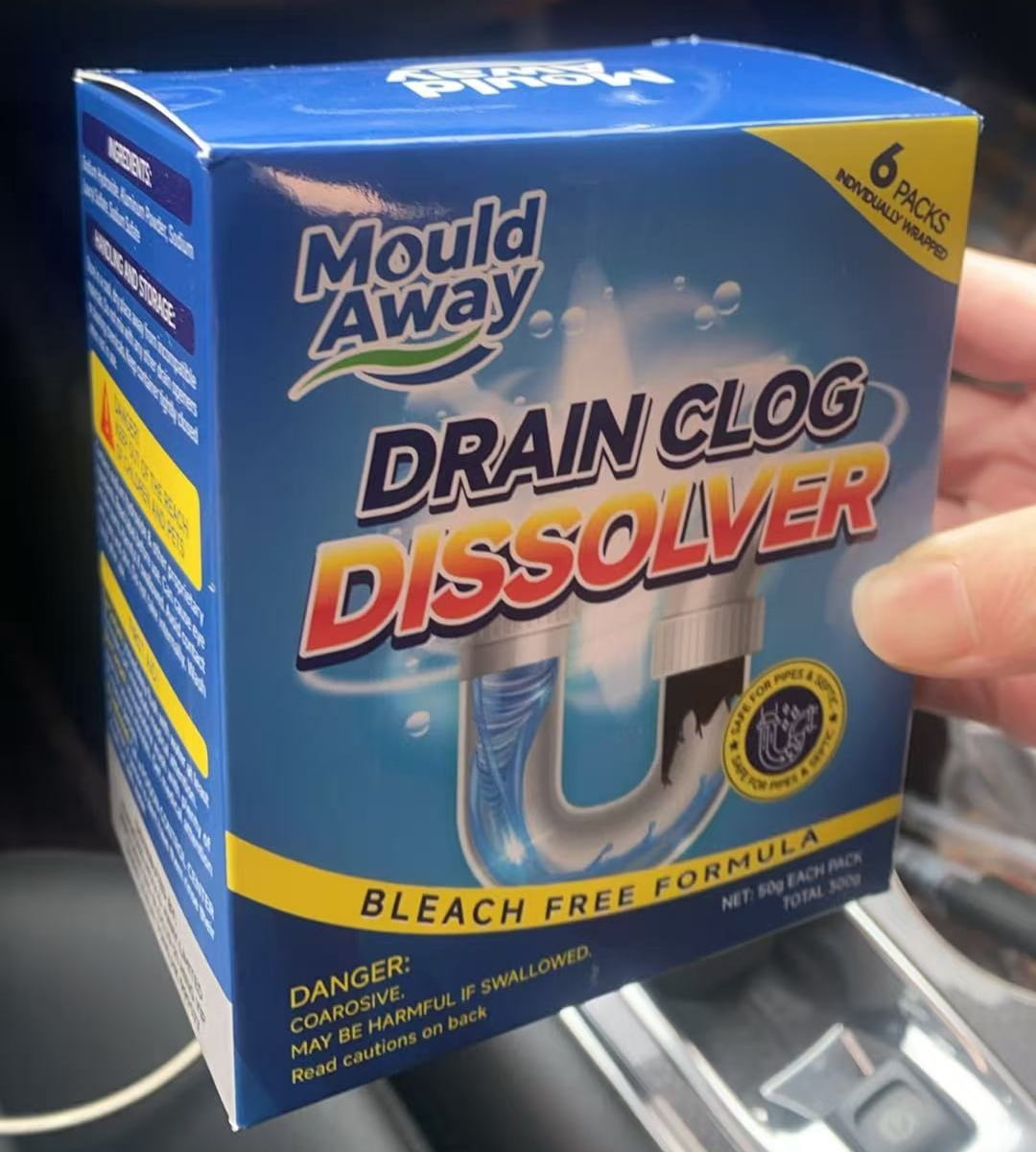 Drain Cleaner Clog Dissolver — 6 Pre-Measured Treatments | Bleach-Free ...