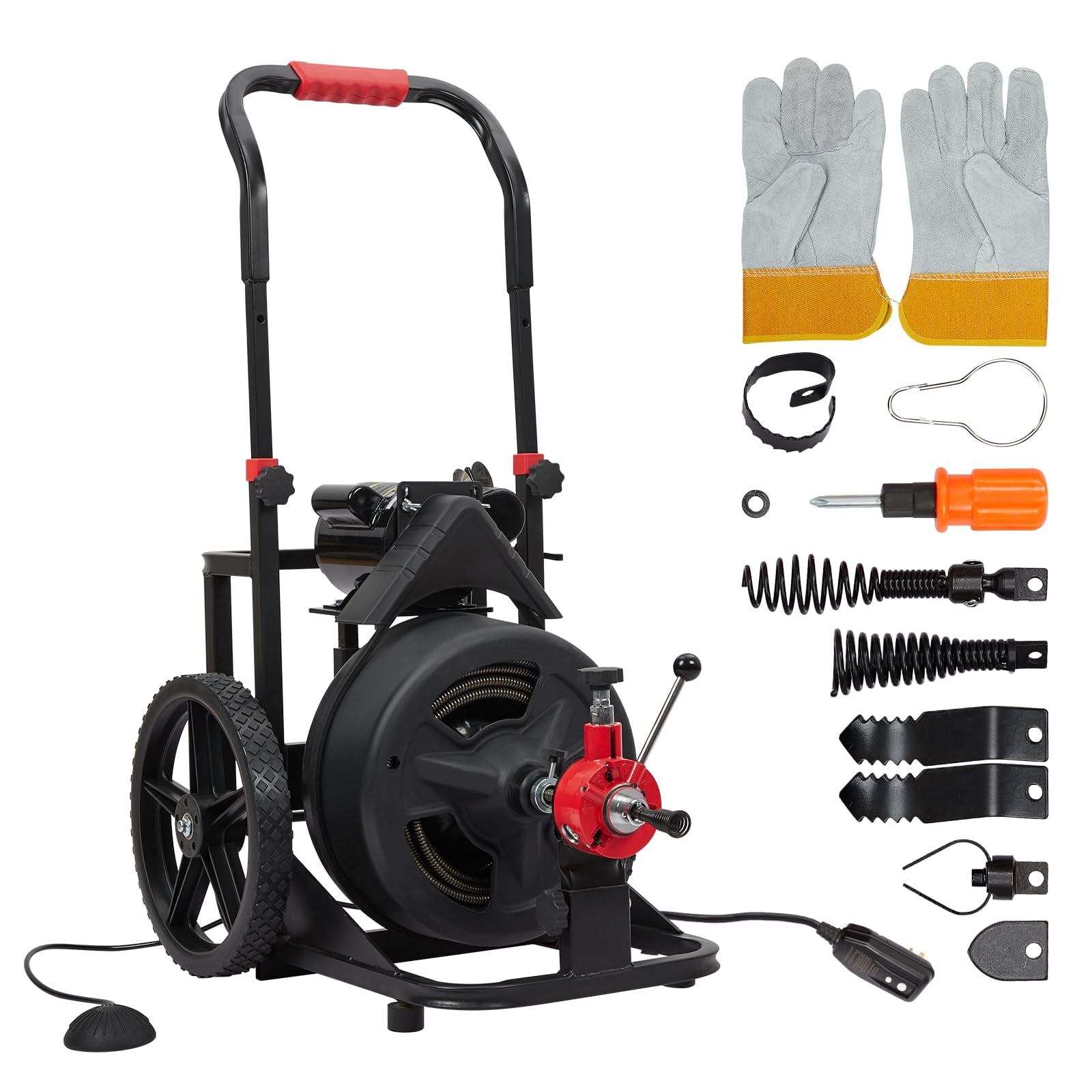 Drain Cleaner Machine 100Ft x 1/2 Inch, Auto feed Sewer Snake Auger on ...