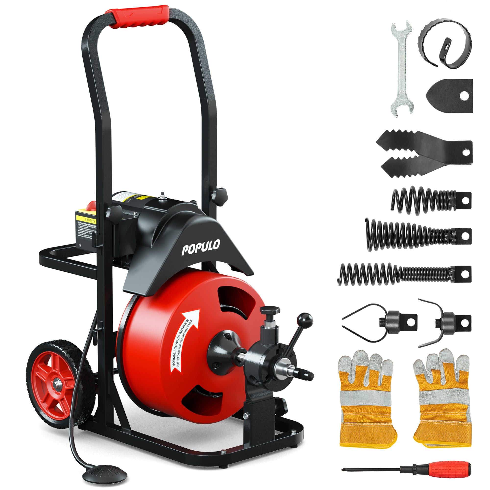 Drain Cleaner Machine 5.3A, 50 Ft X 1/2 Inch Electric Drain Auger with ...