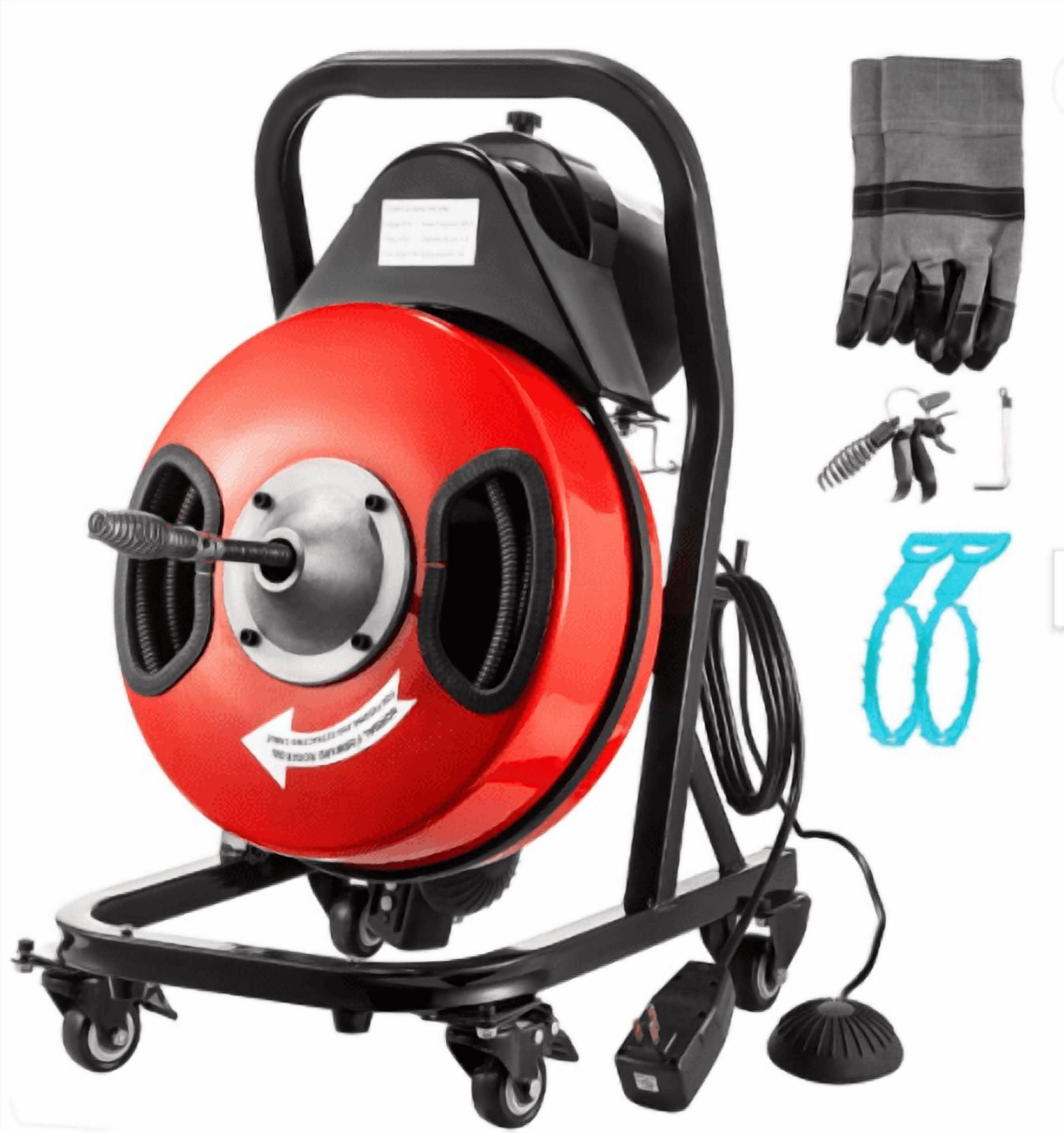 Drain Cleaner Machine 50FTx1/2 Inch,Auto Sewer Snake Auger on Wheels ...