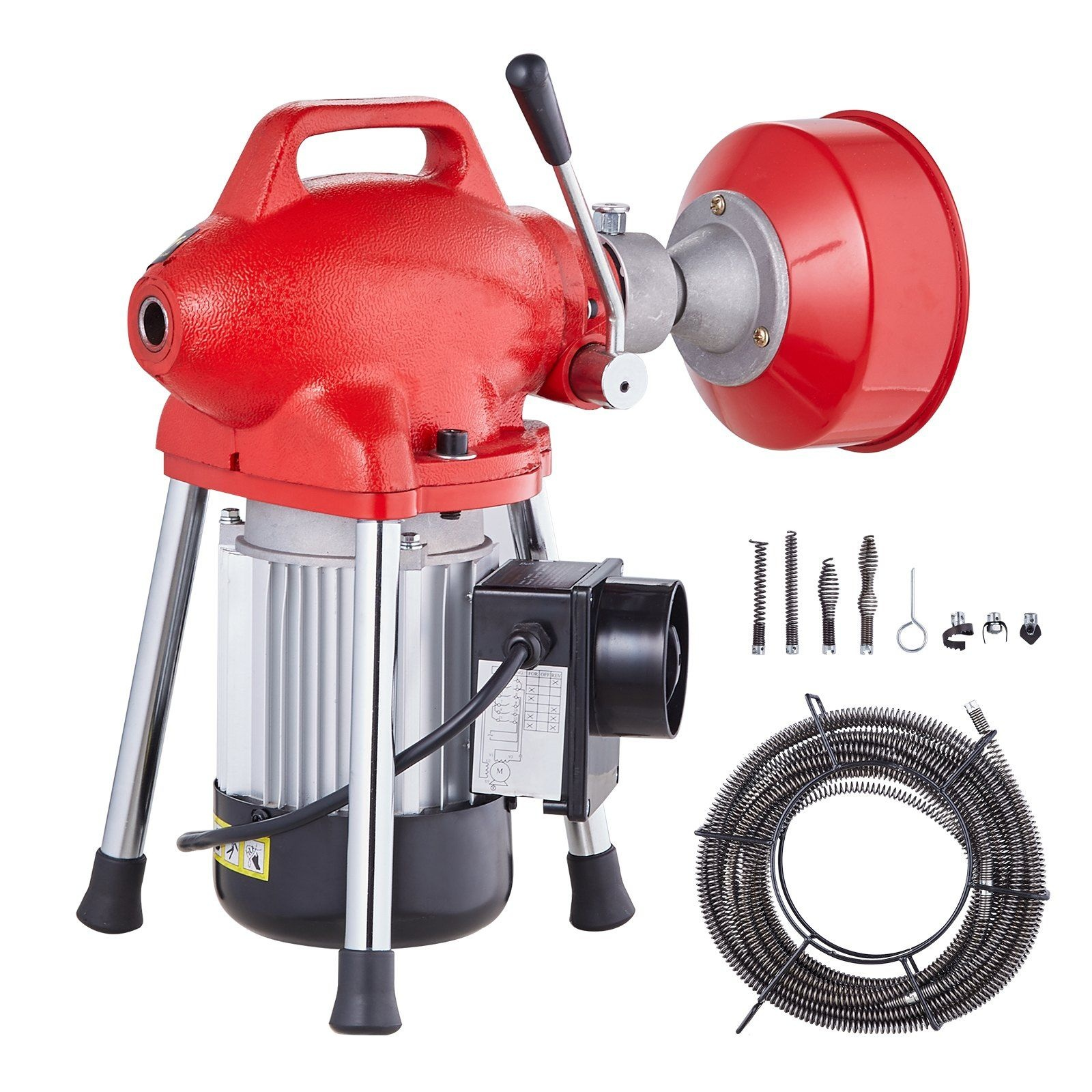 Drain Cleaner Machine 66FT x 5/8In, 250W Sewer Snake Auger Kit with 7 ...
