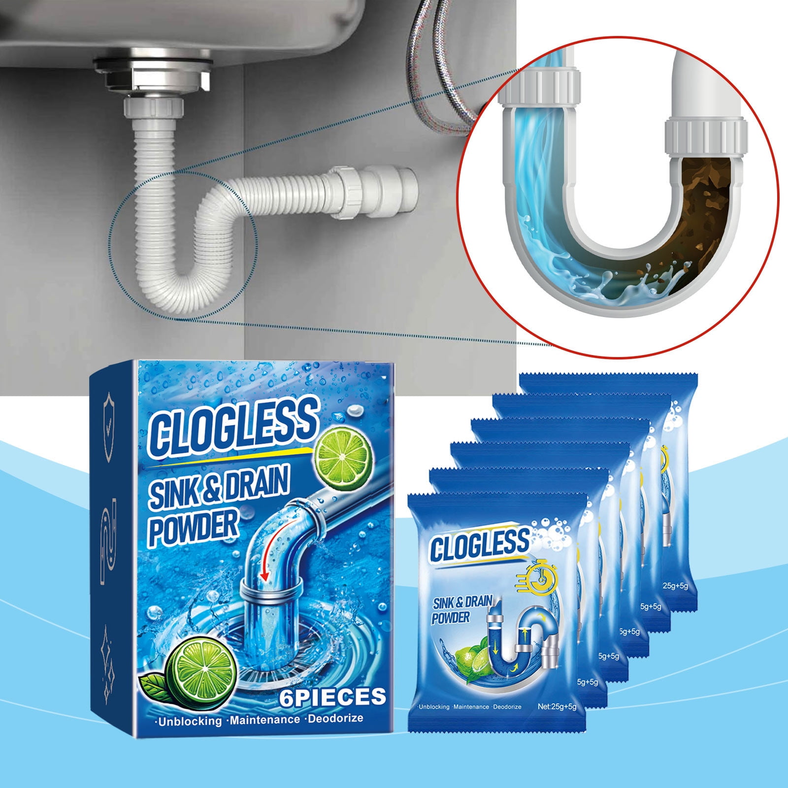 Drain Cleaner Powder, Heavy-Duty Drain Clog Remover Powder for Toilets ...