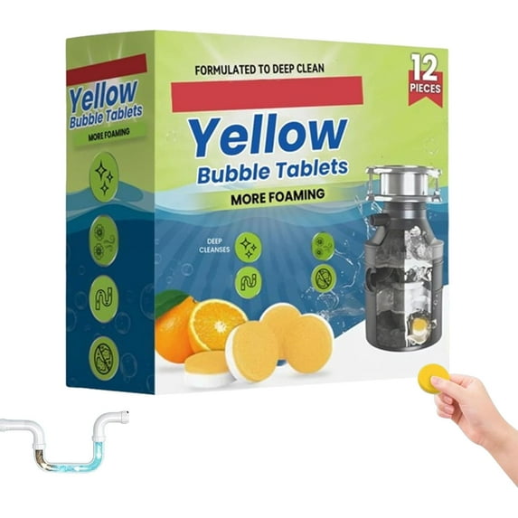 Drain Cleaner Tablets, Powerful Lemon Blast Yellow Bubble Tablets ...