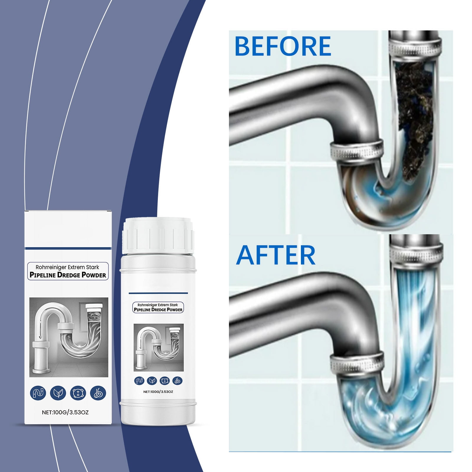 Drain Cleaner Unclogging Agent for Drains and Pipes | Powerful Hair ...