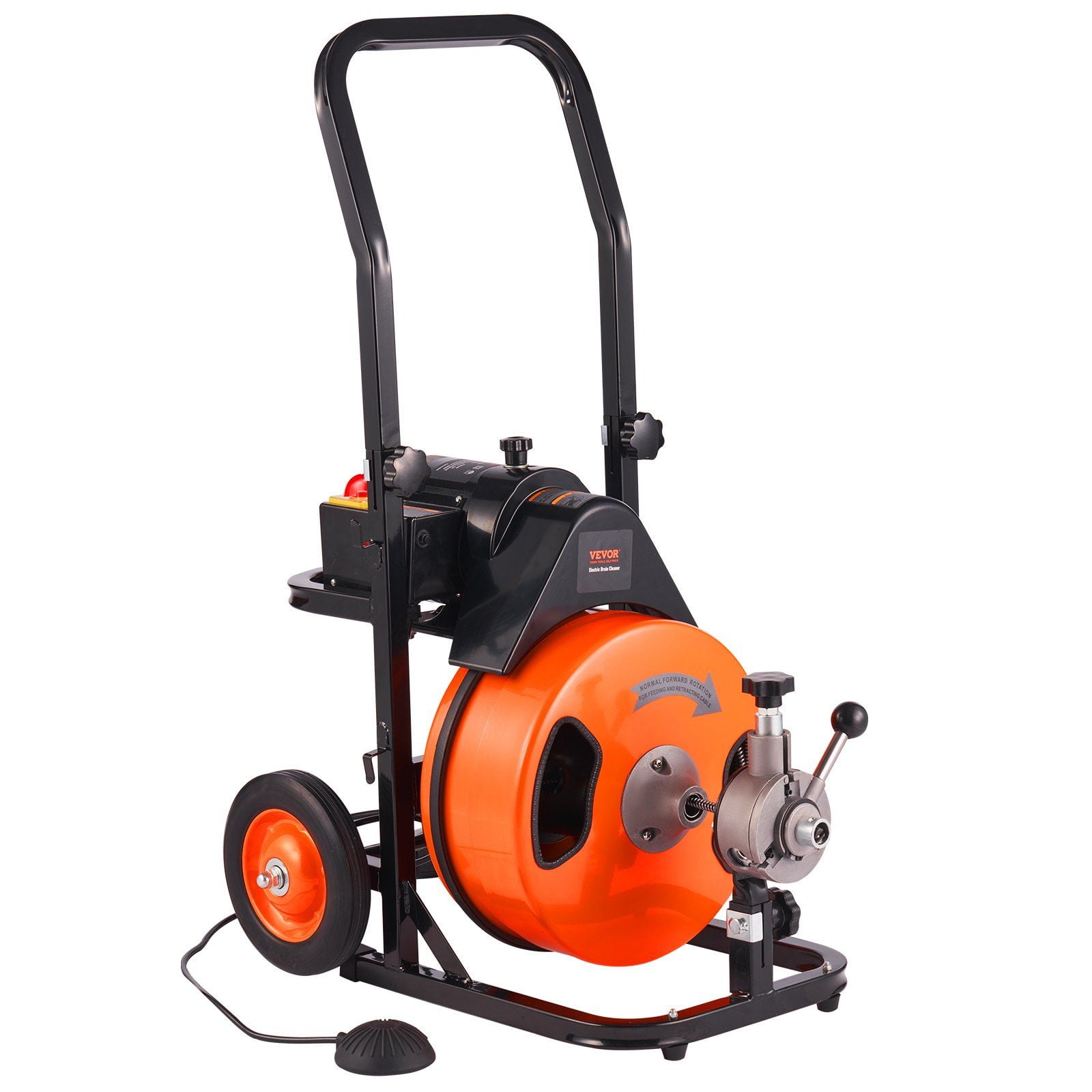 Drain Cleaning Machine 75FT x 3/8 Inch, Sewer Snake Machine Auto Feed ...