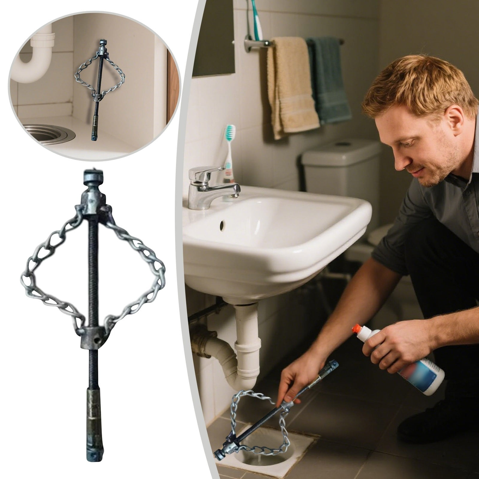 Drain Cleaning Tool Heavy Duty Drain For Kitchen Bathroom Pipe Clog ...