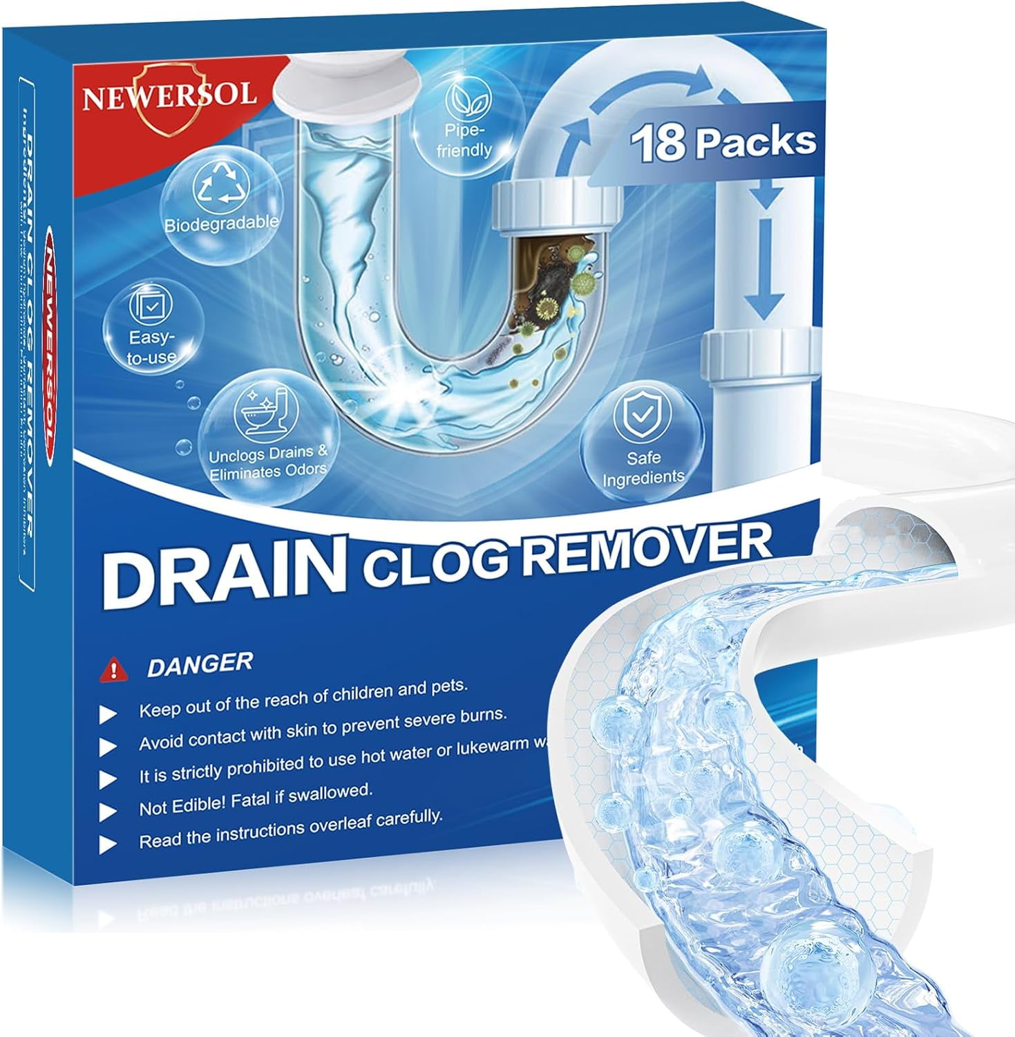 Drain Clog Remover 18 Packs Fast Acting Drain Cleaner Powders for ...