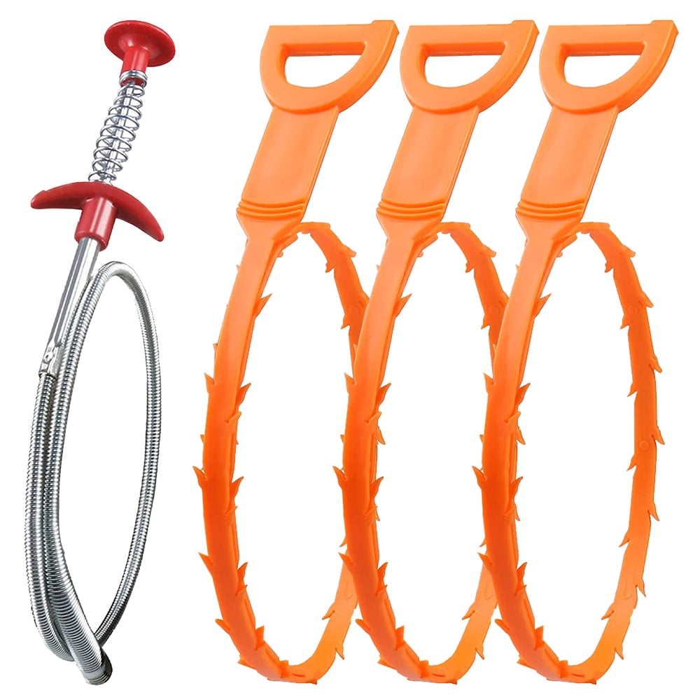 Drain Clog Remover, 4 Packs Hair Clog Cleaning Tool 25 Inch Drain ...