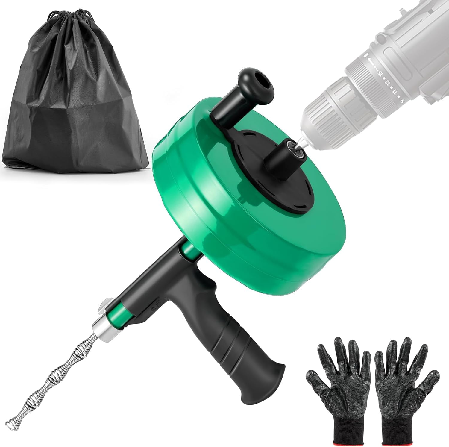 Drain Clog Remover,50 FT Drain Snake with Drill Attachment,Heavy-Duty ...