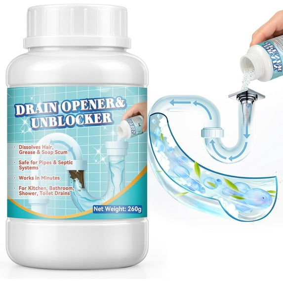 Drain Clog Remover, Hair Drains Clog Remover, Crystal Lye Drain Opener ...
