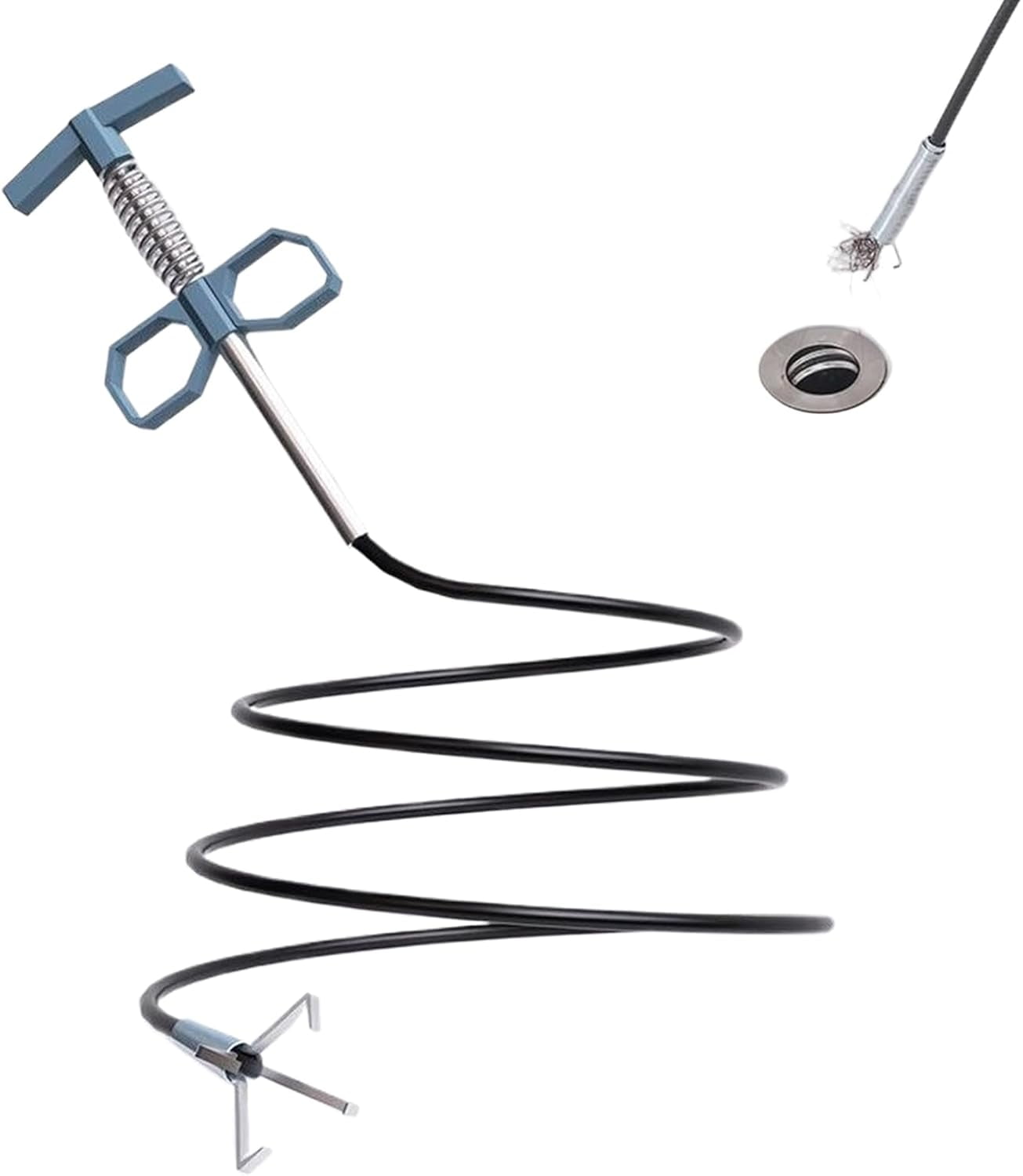 Drain Clog Remover - Heavy-Duty Bendable Grabber, Long Reach Spiral ...