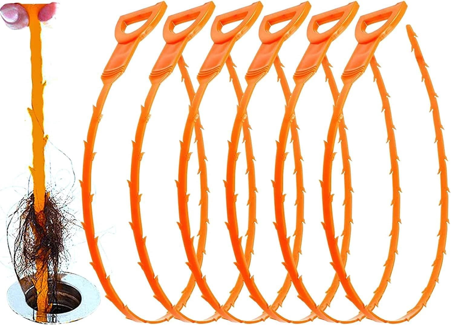 Drain Clog Remover Tool- 6 Pack 20 Inch Length Drain Cleaner Sticks for ...