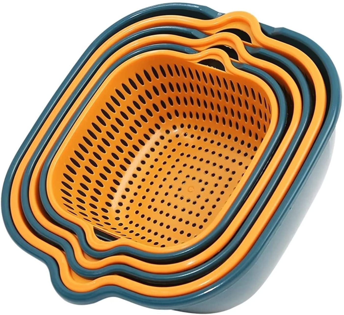 Drain Colander Set of 6, 2 in 1 Detachable Plastic Double Layered ...