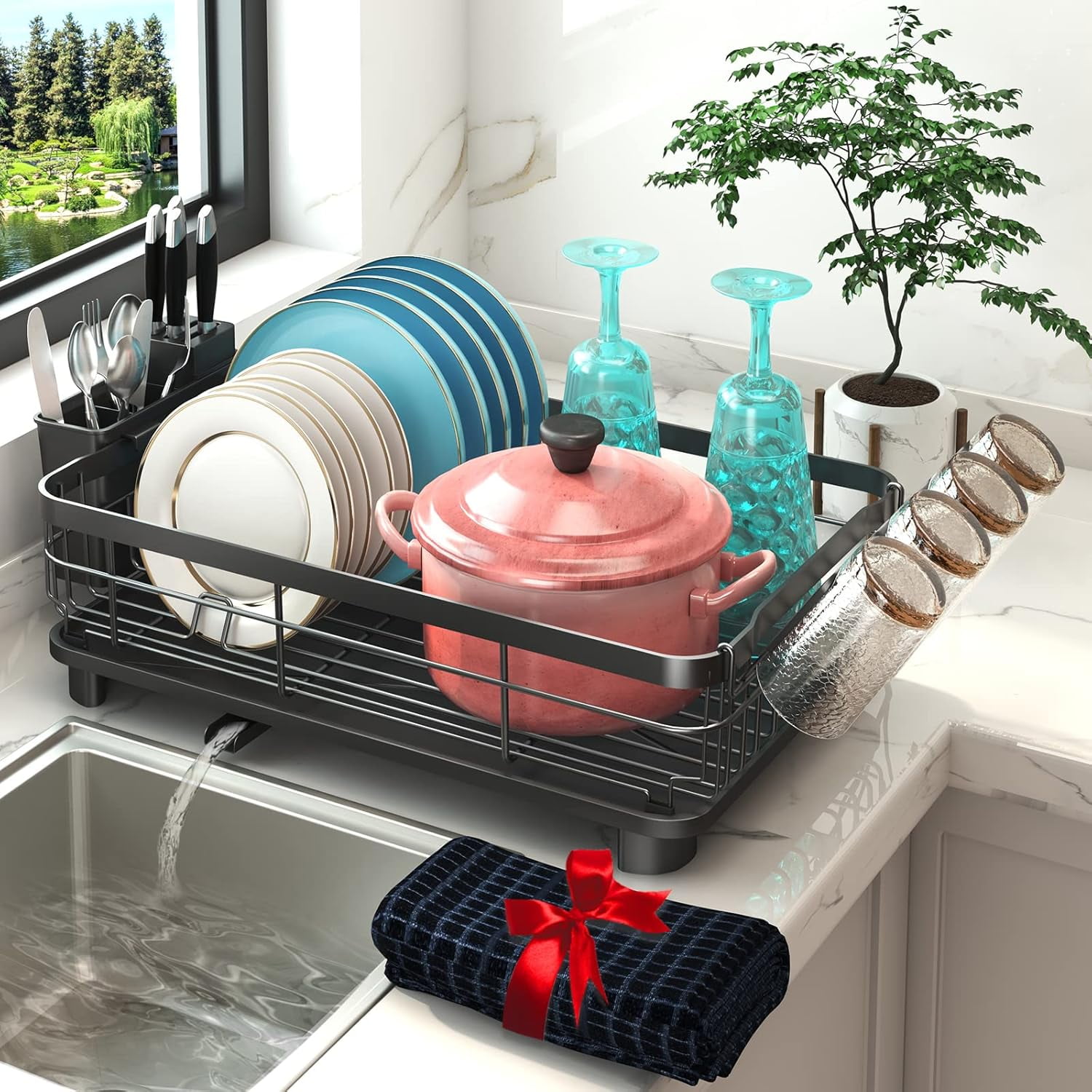 Drain Directly Into Sink With Stainless Steel Dish Racks, Efficient ...