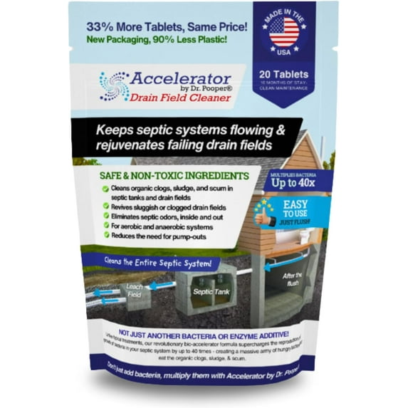 Drain Field Cleaner Tablets (20 Count) - Septic Tank Treatment for ...