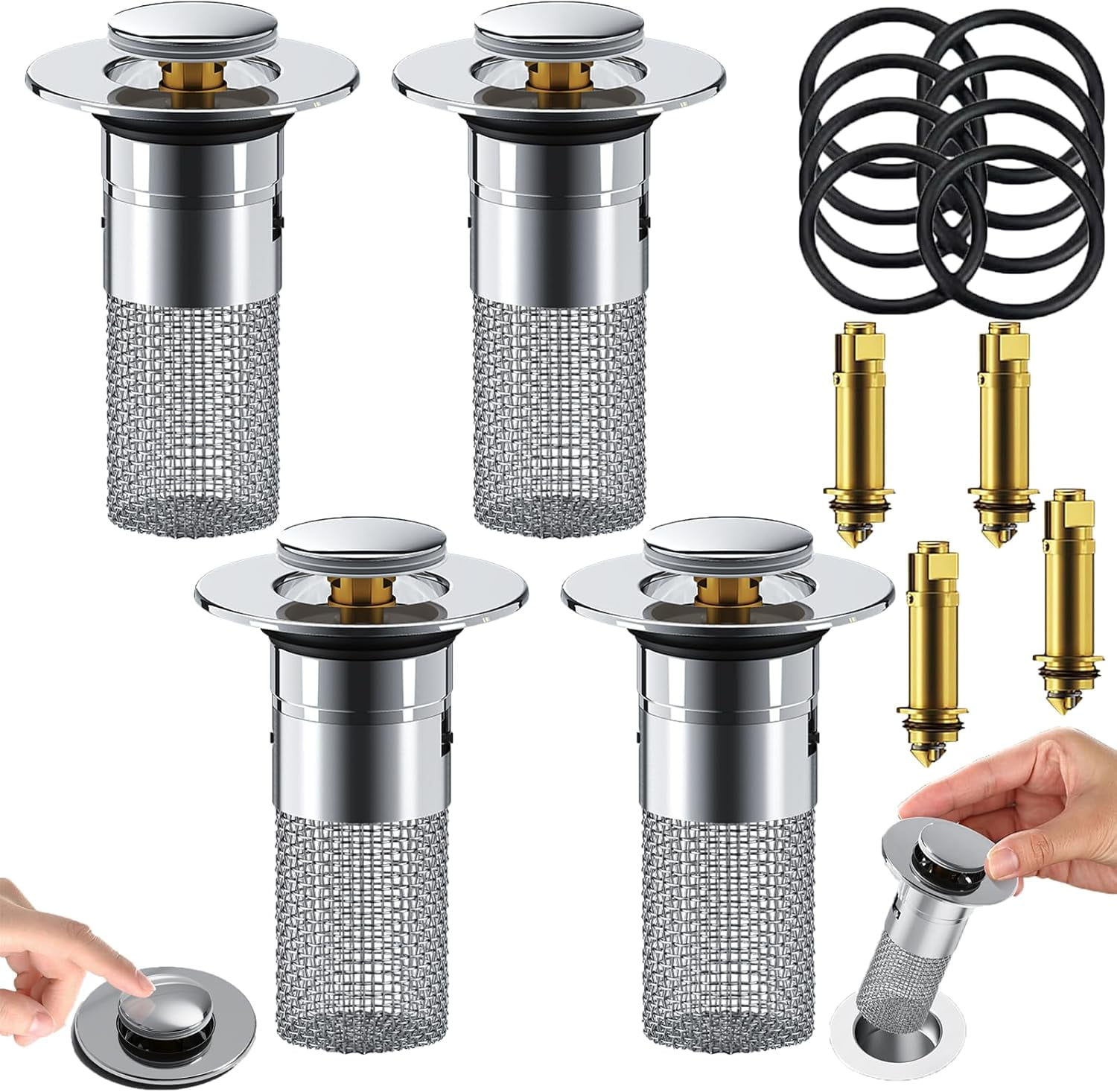 Drain Filter, Sink Drain Strainer, Bathroom Sink Stopper Hair Catcher ...
