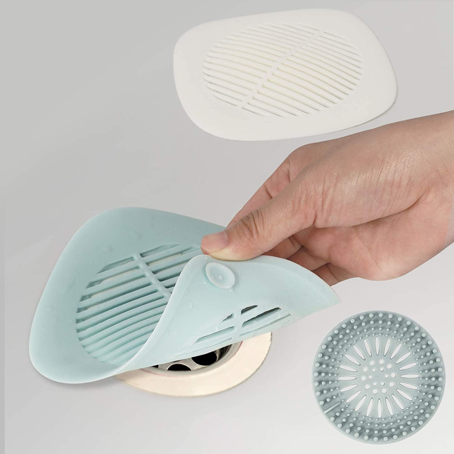 Drain Hair Catcher 3 pack, Shower Drain Hair Trap, Silicone Drain Cover ...