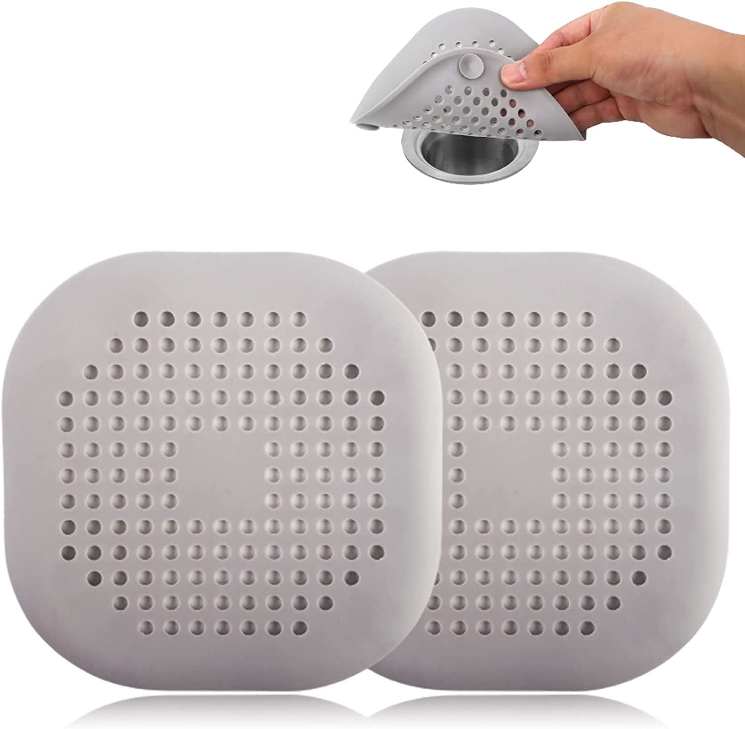 Drain Hair Catcher.Square Drain Cover for Shower Durable Silicone Hair ...