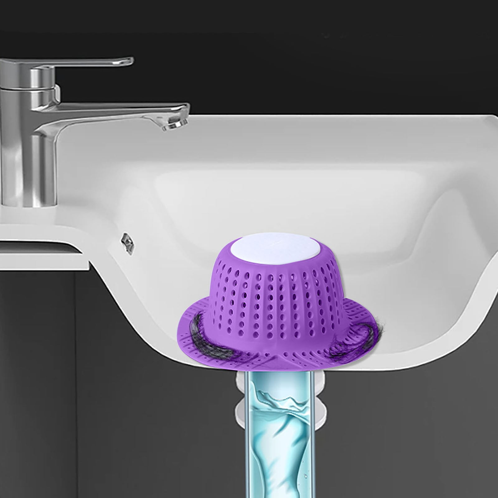 Drain Hair Catcher Stopper, Sink & Bathtub Drain Filter with Press ...