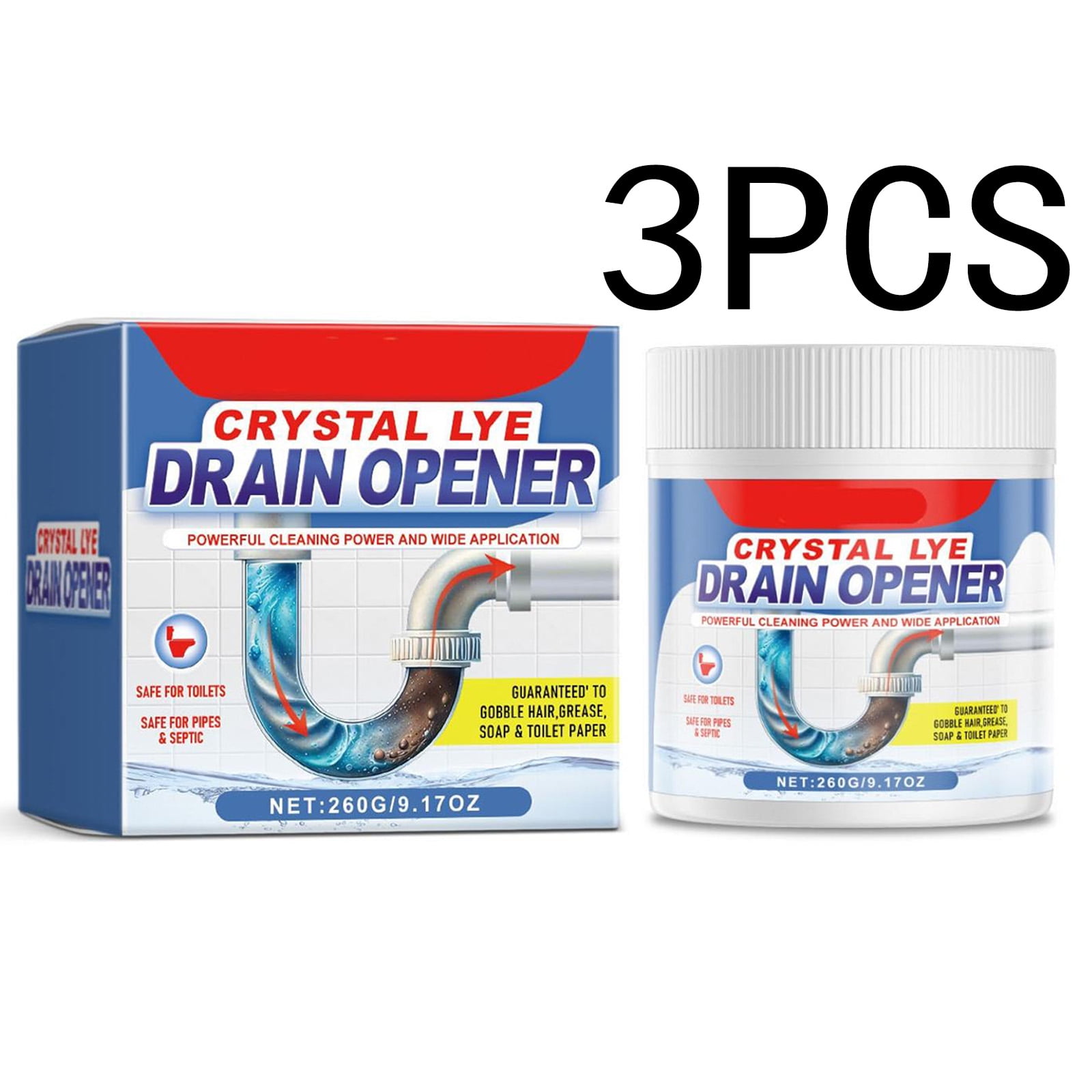 Drain Opener,Crystal Lye Drain Opener,Lye Sodium Hydroxide,Unclogs ...