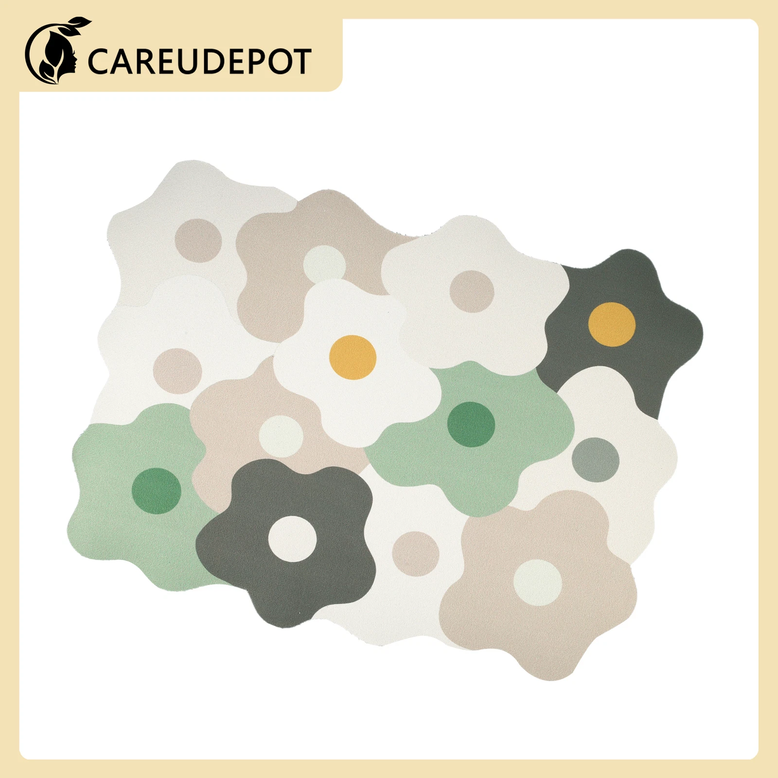 Drain Pad Floral Dish Drying Mat For Kitchen Coffee Color White Item Of ...