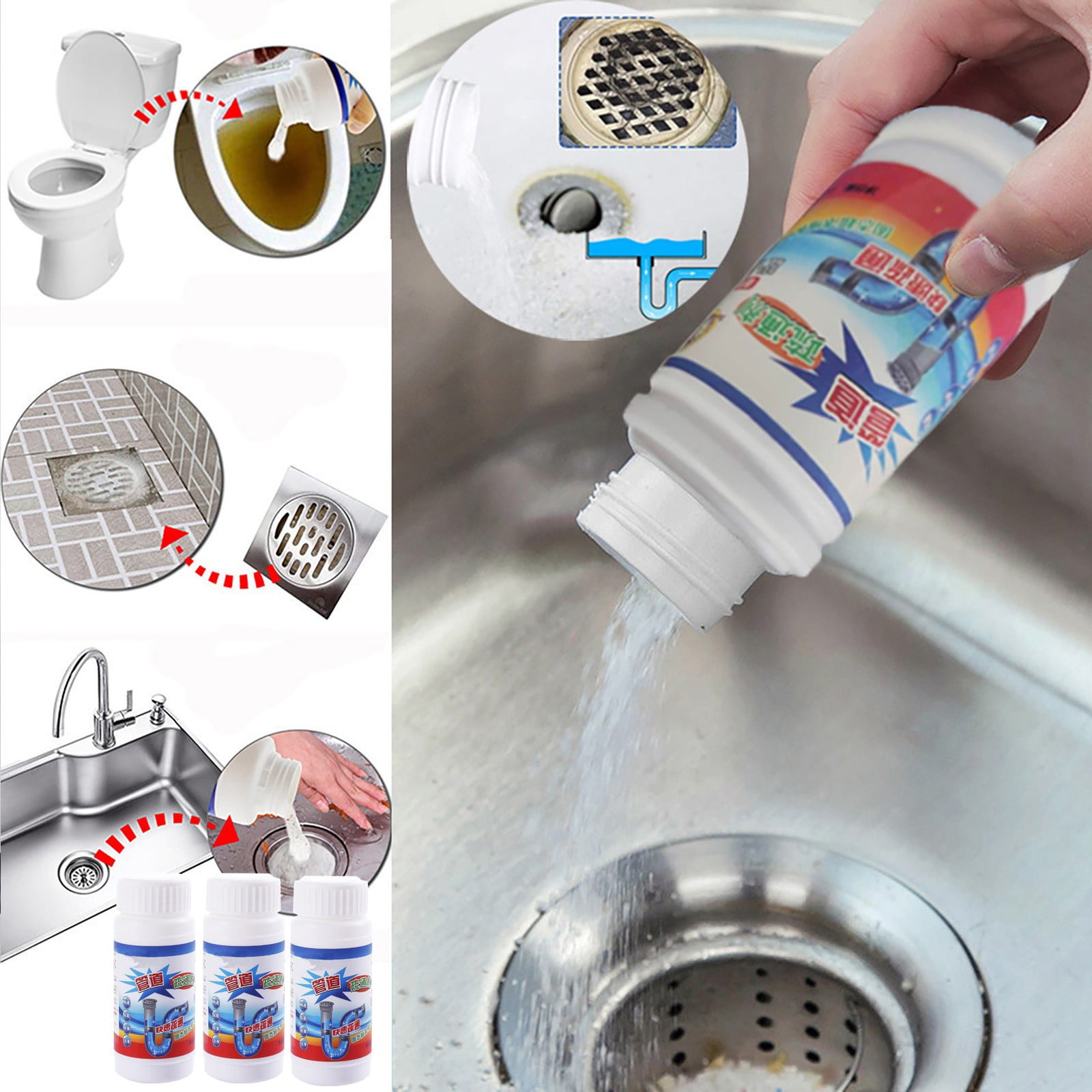 Drain Pipe Cleaner Powder | Heavy Duty Sewer Deodorizer & Pipeline ...