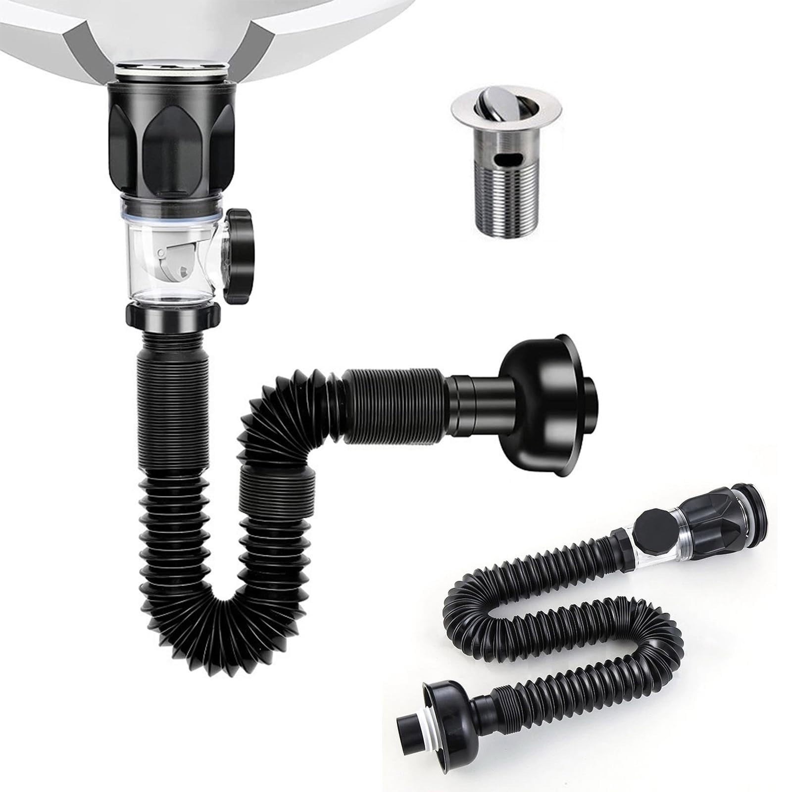 Drain Pipe Kit Bathroom Drain Kit With Flexible Expandable P Trap ...
