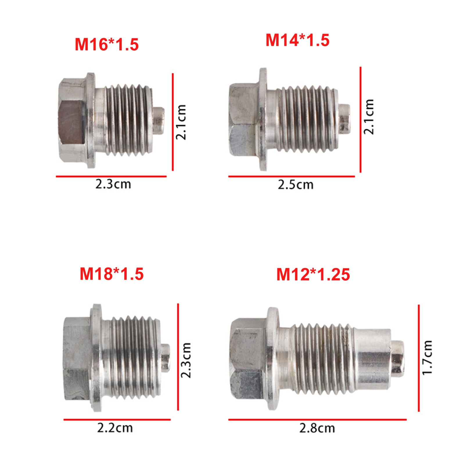 Drain Plug,M14*1.5 Drain With Copper Steel Drain With Car Part Silver Drain Stainless Steel Oil ...
