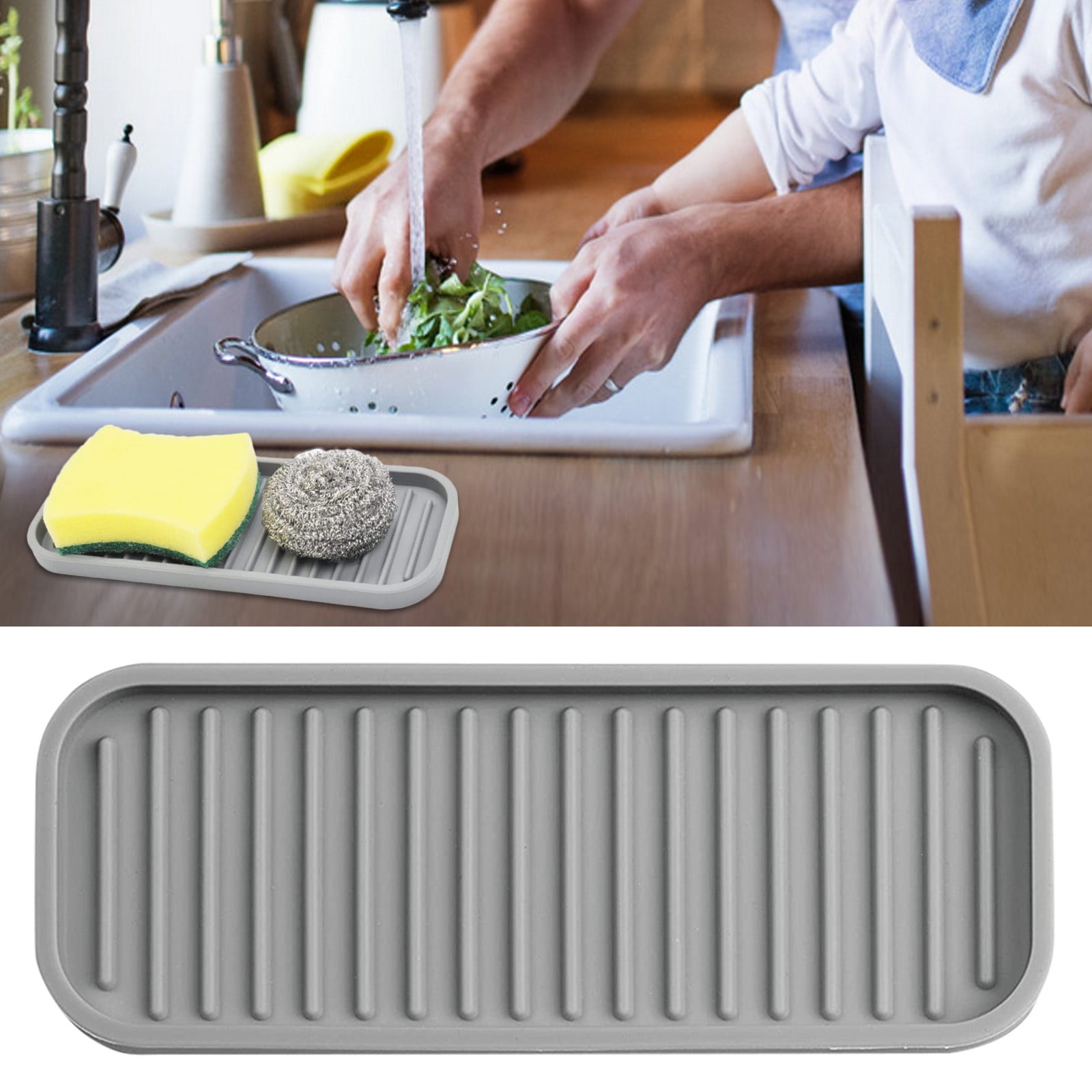 Drain Rack Black Color Kitchen Soap Dispensing Silicone Rock Sponge ...