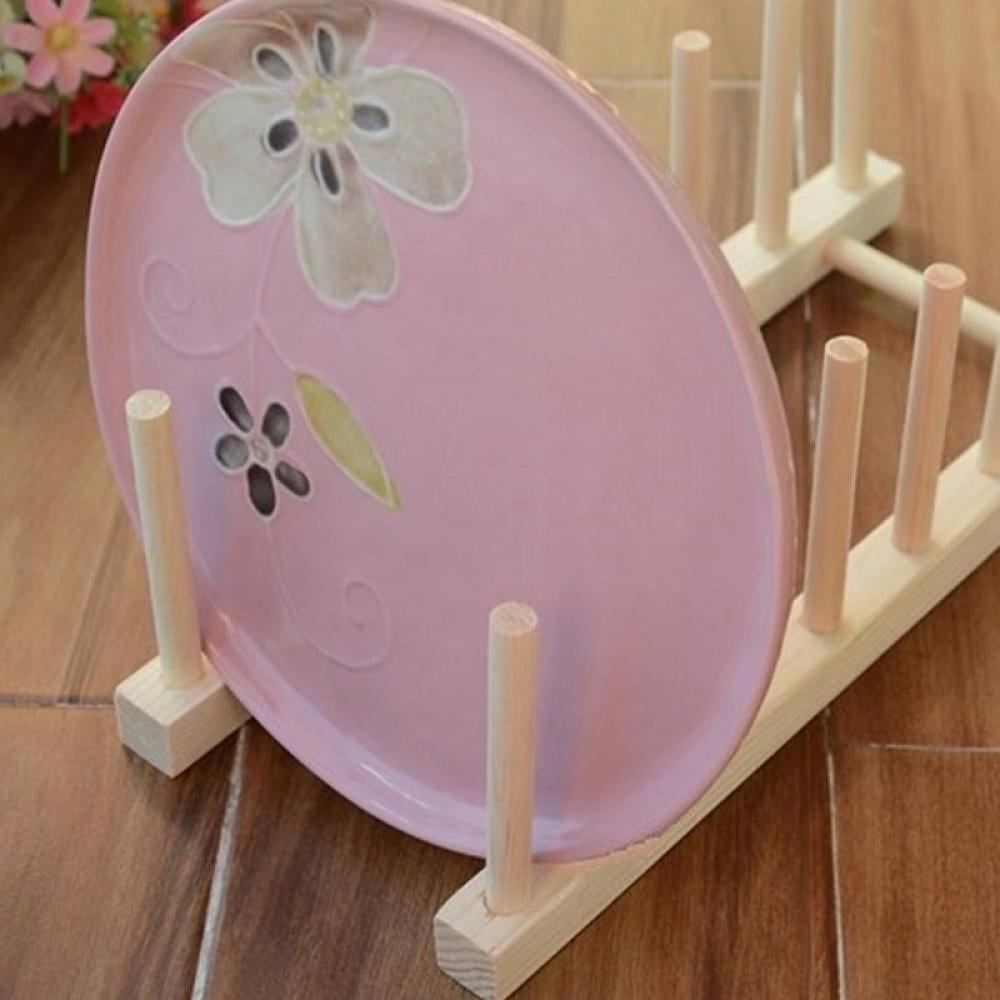 Drain Rack Display Holder Wooden Shelf for Pot Lid Dish Bowl Cup ...