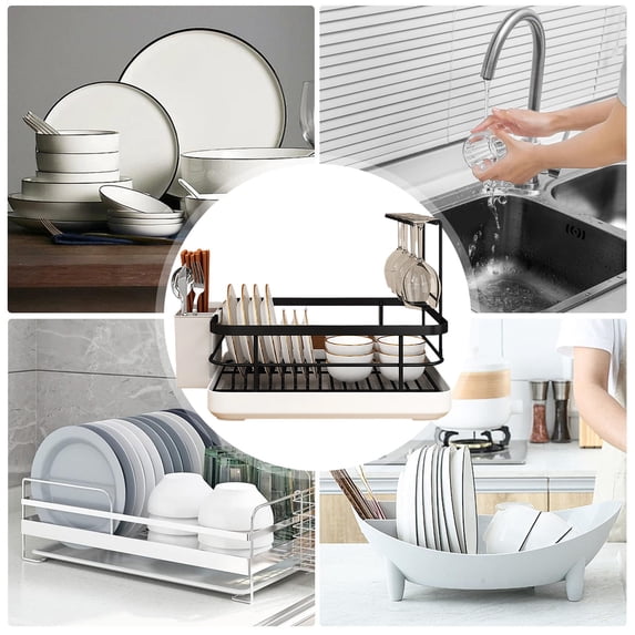 Drain Rack for Kitchen Counter - Multifunctional Dish Drainer with ...