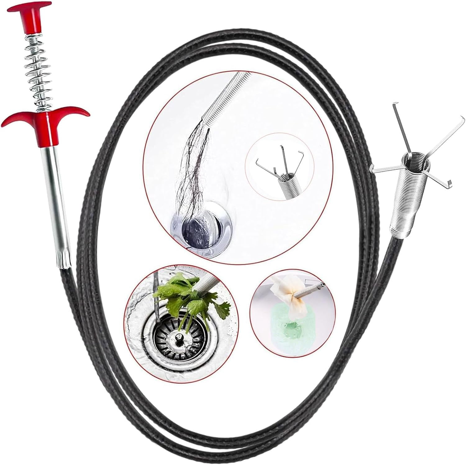 Drain Snake,76 inch Flexible Grabber Claw Pick Up Reacher Tool,Drain ...