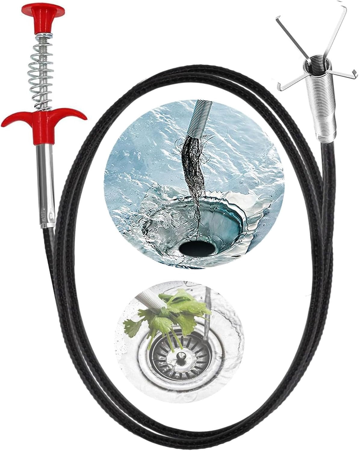 Drain Snake,76 inch Flexible Grabber Claw Pick Up Reacher Tool,Drain ...