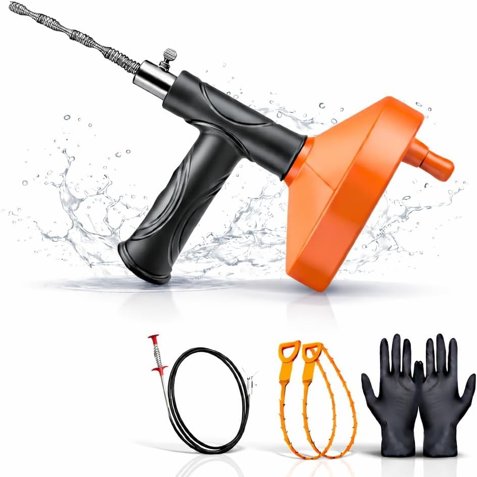 Drain Snake Auger 33 Ft, Heavy Duty Plumbing Snake for Sink, Tub, and ...