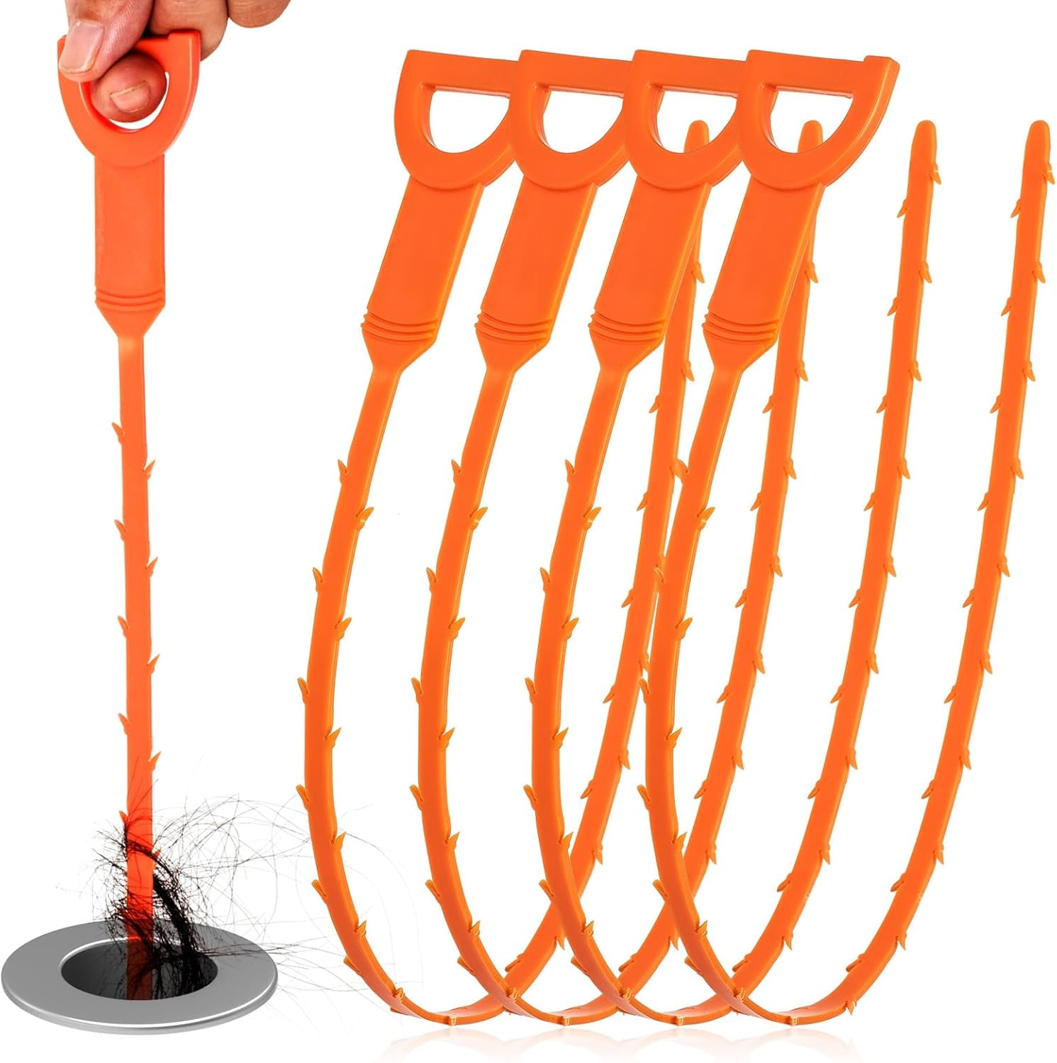 Drain Snake Clog Remover - 4 Pack 20 Inch Flexible Hair Drain Removal ...