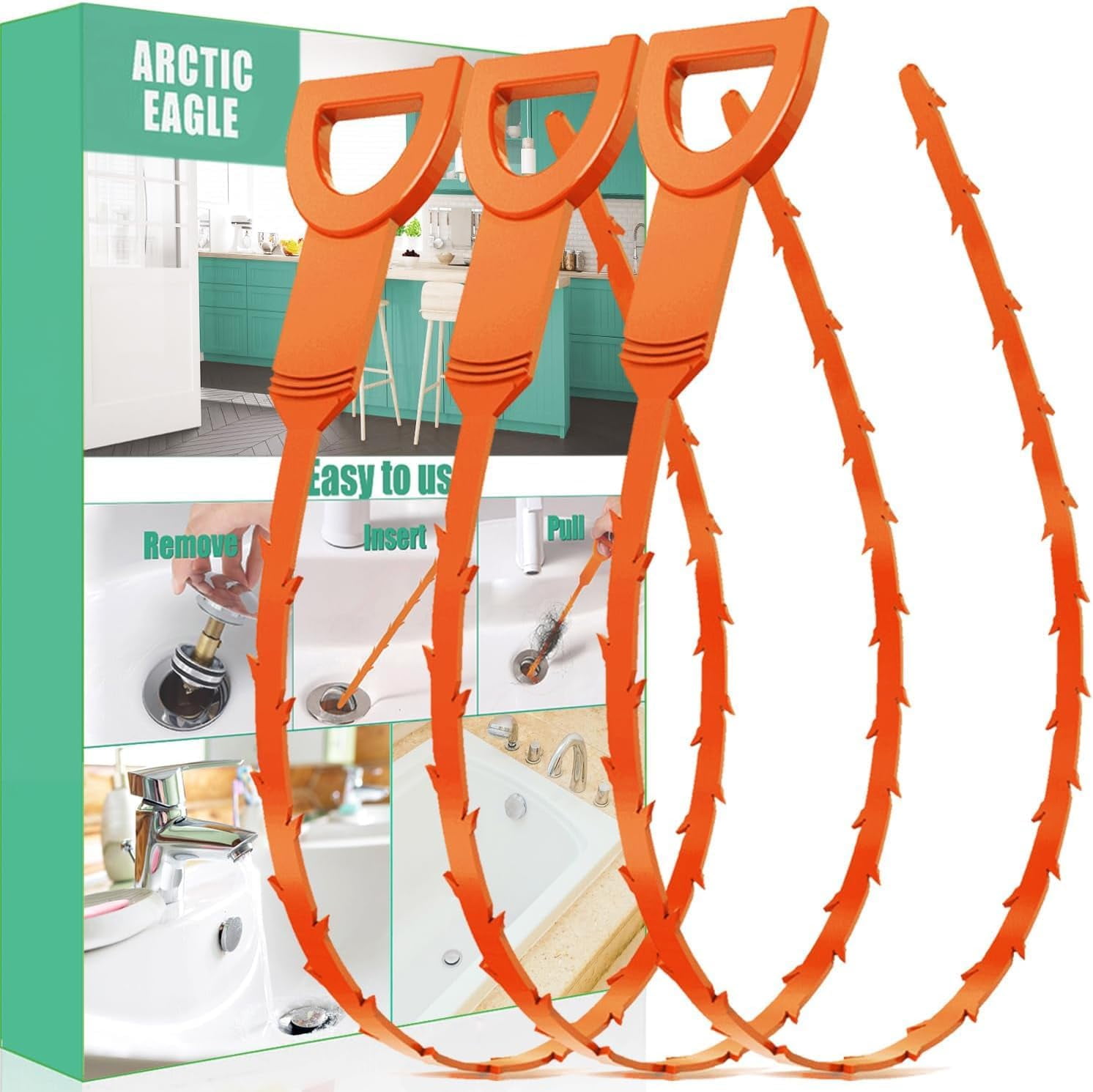 Drain Snake Hair Drain Clog Remover - 3 Pack Shower Snake Sink ...