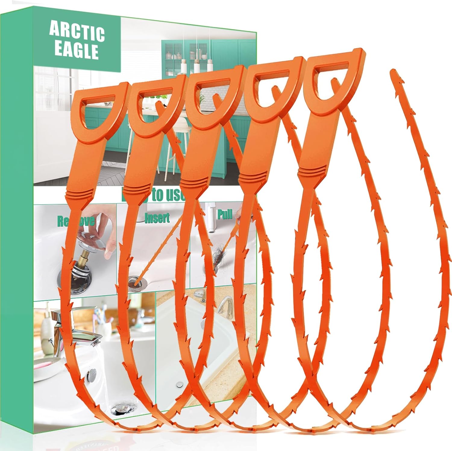 Drain Snake Hair Drain Clog Remover - 5 Pack Shower Snake Sink ...
